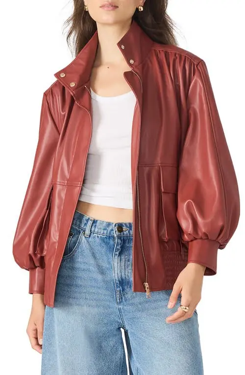 Steve Madden Vee Faux Leather Jacket - Dusty Brick