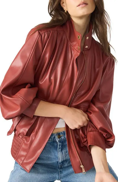 Steve Madden Vee Faux Leather Jacket - Dusty Brick