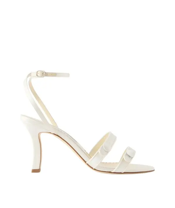 Manolo Blahnik Neusita 90 Satin Sandals - Cream