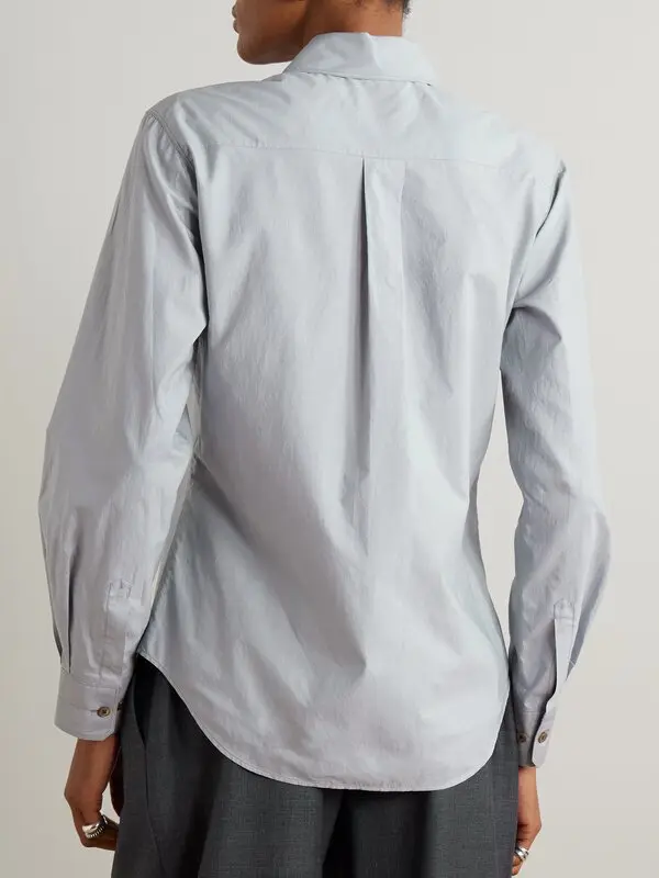 LEMAIRE Topstitched Cotton And Silk-blend Shirt - Gray