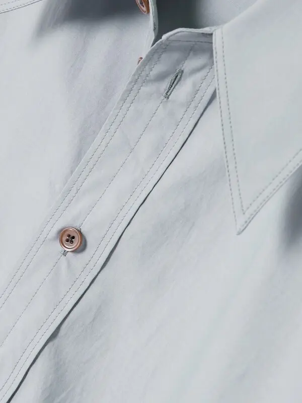 LEMAIRE Topstitched Cotton And Silk-blend Shirt - Gray