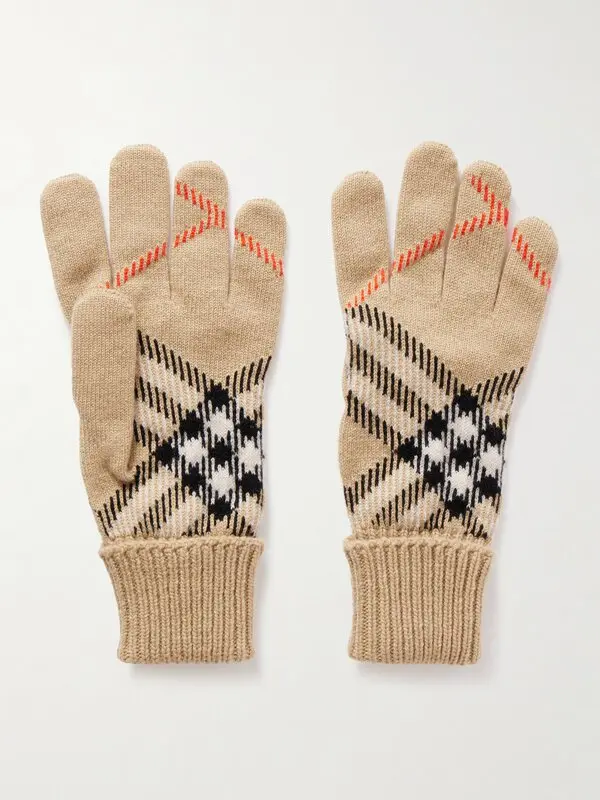 Burberry Checked Cashmere-blend Gloves - Neutrals