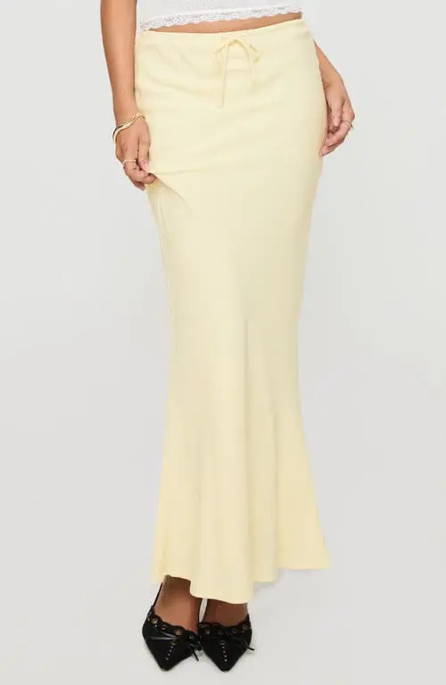 Princess Polly Mercer Linen Blend Drawstring Maxi Skirt - Lemon