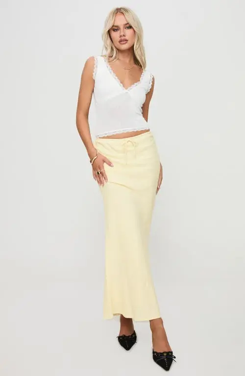 Princess Polly Mercer Linen Blend Drawstring Maxi Skirt - Lemon