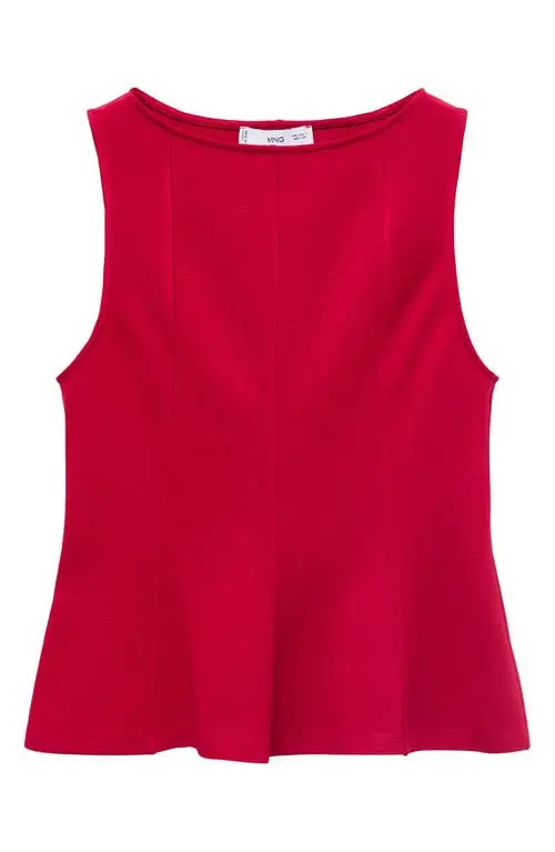 Mango Seam Detail Sleeveless Peplum Top - Red