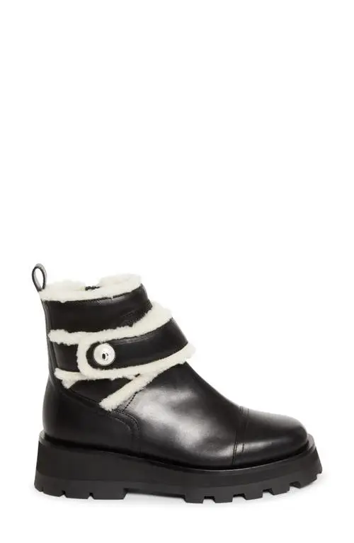 JIMMY CHOO Meena Shearling-lined Leather Bootie - Black/natural