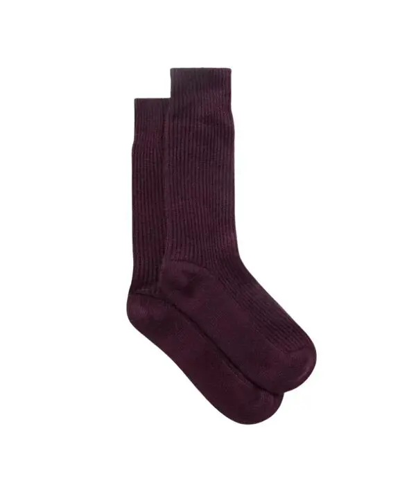 LISA YANG Zera Ribbed Cashmere Socks - Claret