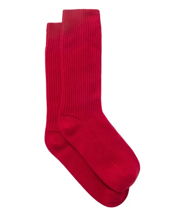 LISA YANG Zera Ribbed Cashmere Socks - Red