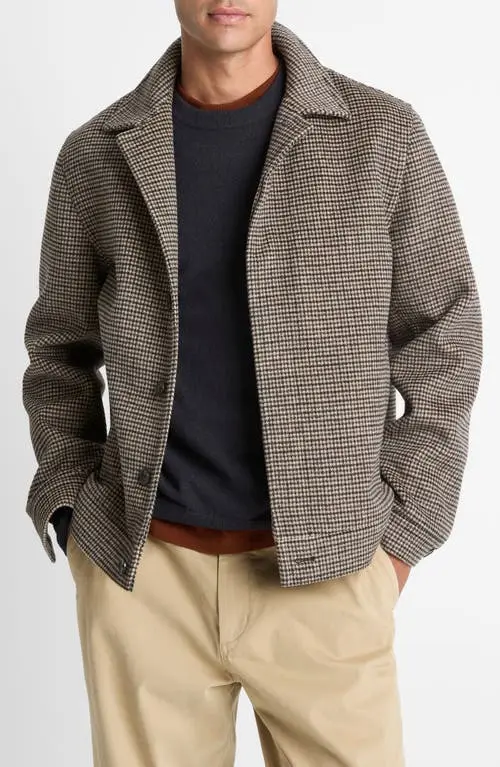 Vince Houndstooth Bomber Jacket - Dark Roast Combo