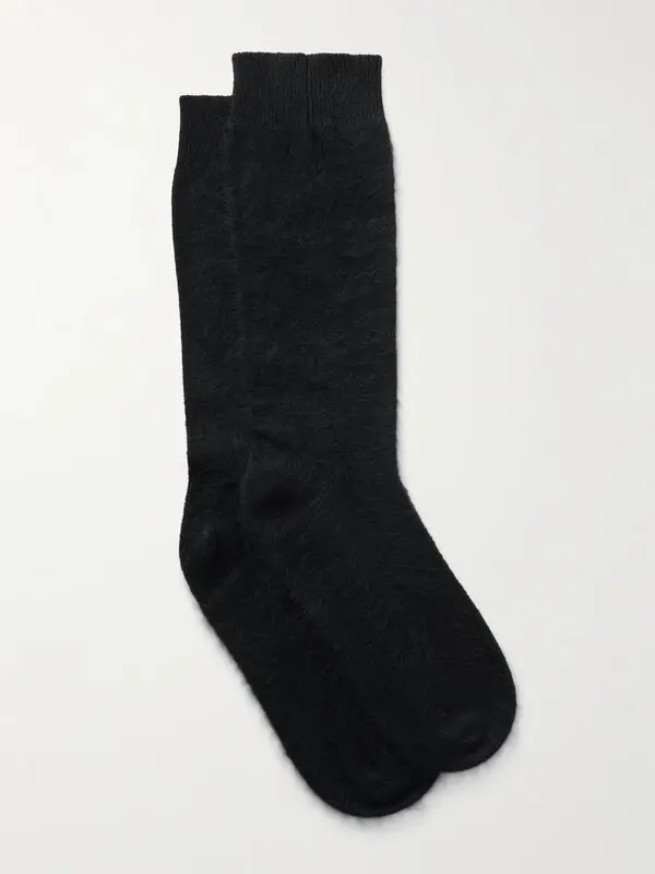 LISA YANG Brushed Cashmere Socks - Black