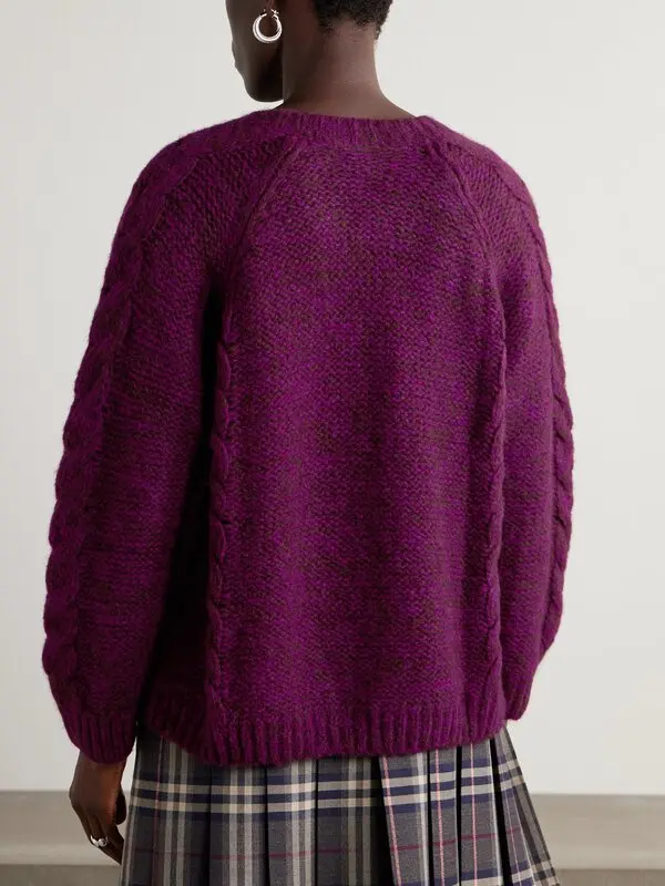 BODE Cable-knit Alpaca, Mohair And Silk-blend Sweater - Purple