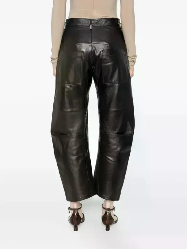 NILI LOTAN Shon Leather Barrel-leg Trousers - Brown