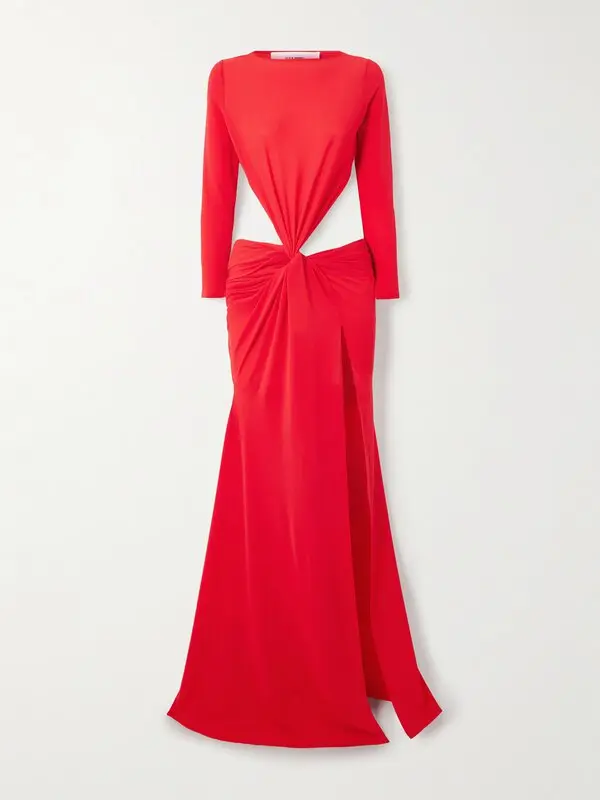 Alex Perry Open-back Twisted-front Recycled-crepe Gown