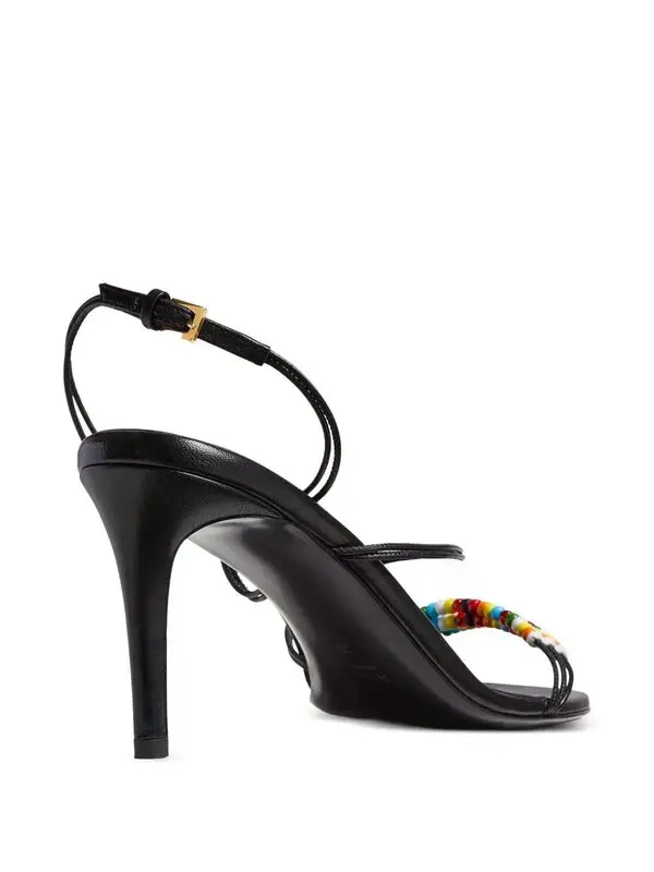 Khaite Loop Beaded Sandals - Black
