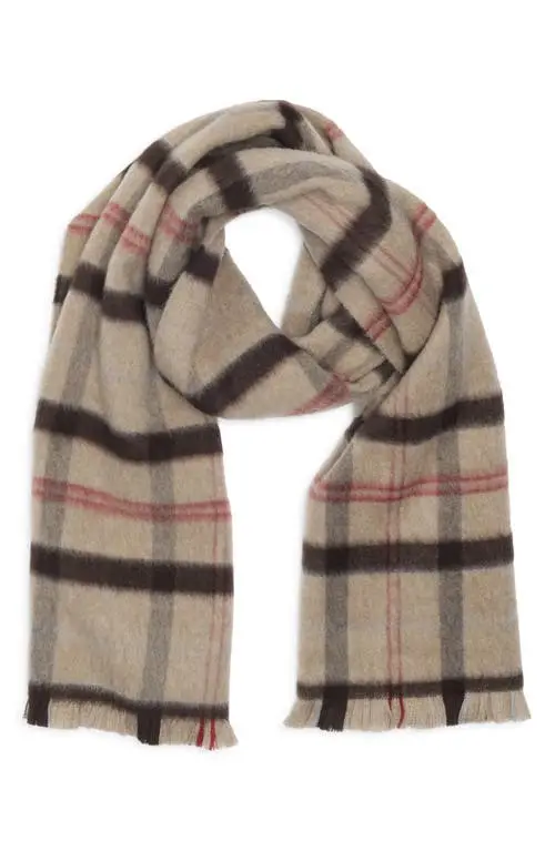 Nordstrom Exploded Plaid Merino Wool Scarf - Camel