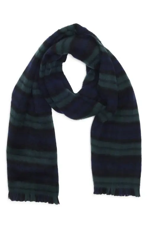 Nordstrom Exploded Plaid Merino Wool Scarf - Navy- Green