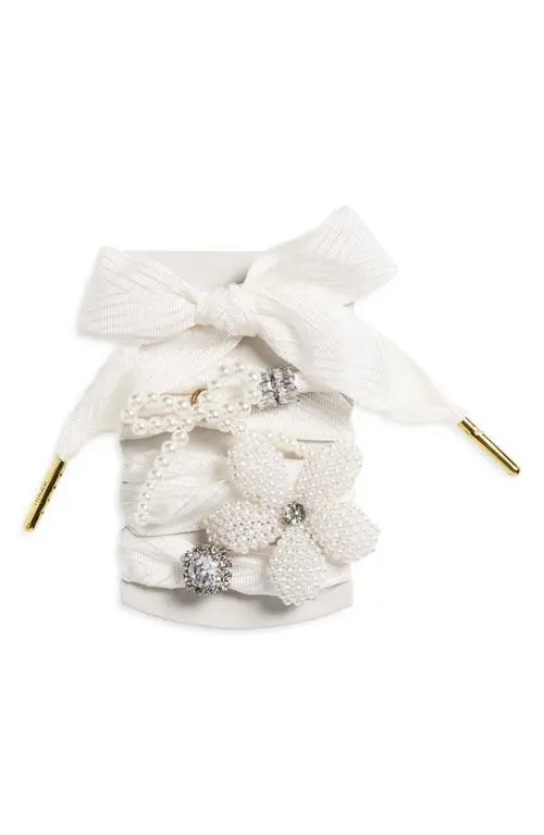GOLDEN GOOSE Skins Crystal & Faux Pearl Charm Shoelaces - Optic White