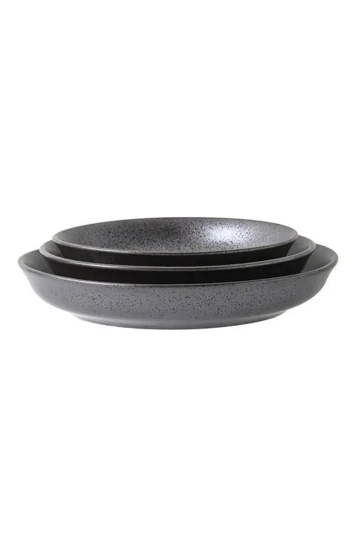 STONE + LAIN Valencia Porcelain 3-piece Serving Bowl Set - Metallic Grey
