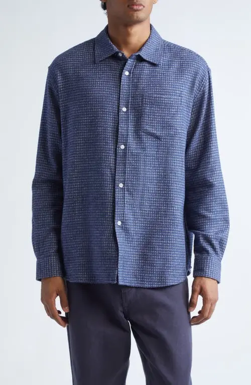 PALMES Cotton Mouliné Button-up Shirt - Blue