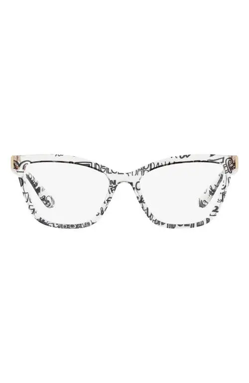 Dolce & Gabbana 55mm Cat Eye Optical Glasses - Graffiti/demo Lens