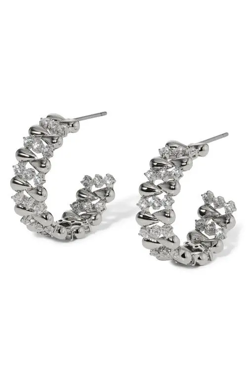 Nadri Pisa Pavé Hoop Earrings - Rhodium