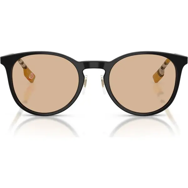 Burberry 51mm Round Frame Sunglasses - Black/light Brown