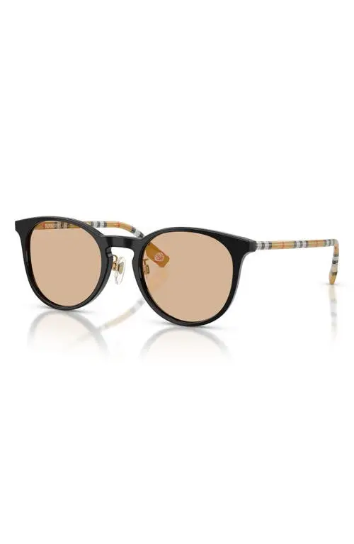 Burberry 51mm Round Frame Sunglasses - Black/light Brown