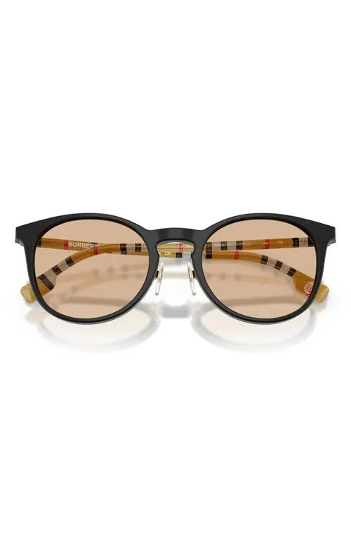 Burberry 51mm Round Frame Sunglasses - Black/light Brown
