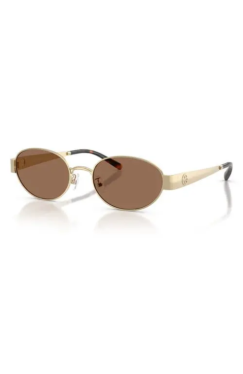 Tory Burch 54mm Oval Sunglasses - Light Gold/dark Brown