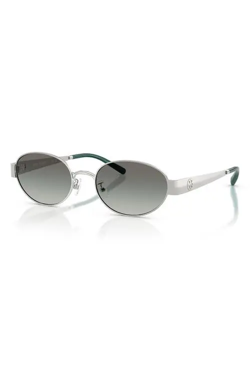 Tory Burch 54mm Oval Sunglasses - Silver/grey Gradient