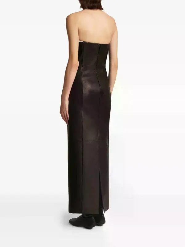 Khaite Yael Strapless Leather Maxi Dress - Black