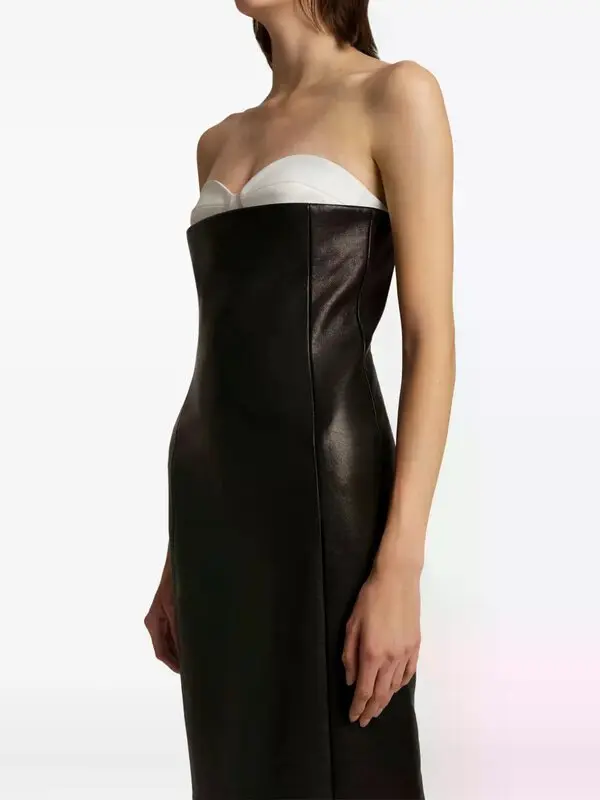 Khaite Yael Strapless Leather Maxi Dress - Black