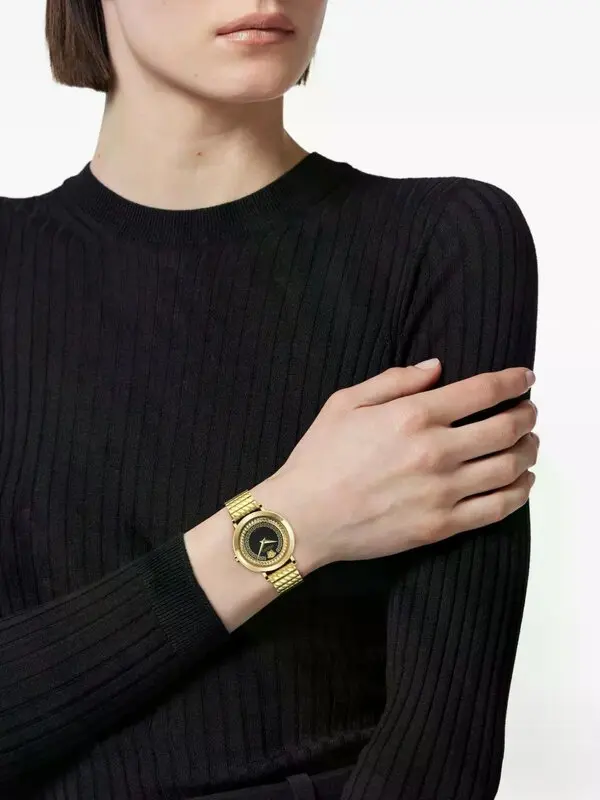 Versace Greca Key Stainless Steel Round 35mm Watch - Black