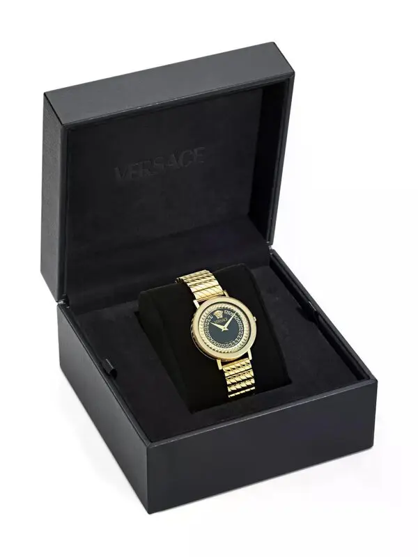 Versace Greca Key Stainless Steel Round 35mm Watch - Black