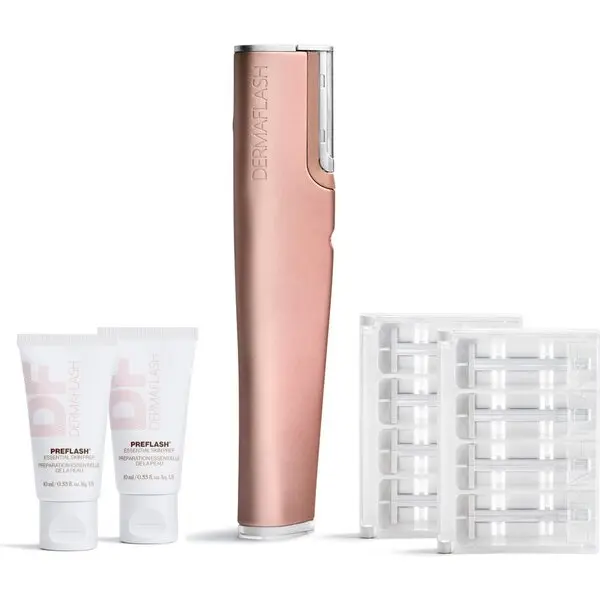 DERMAFLASH Luxe+ Anti-aging Sonic Dermaplaning + Peach Fuzz Removal Set $228 Value - Rose Gold