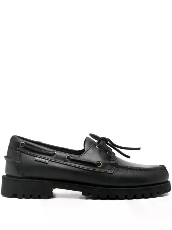 SEBAGO Leather Boat Shoes - Black