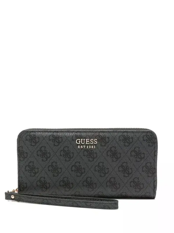 Guess Large Vikky Patterned Leather Wallet - Black