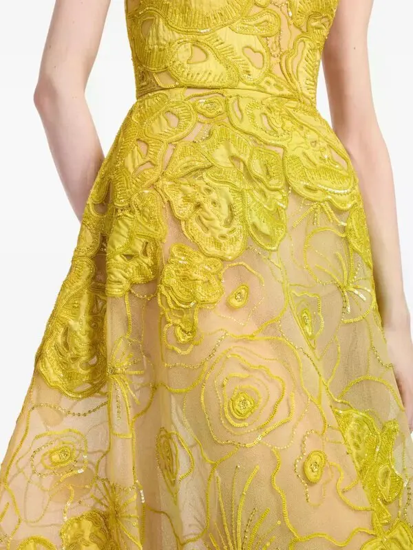 Elie Saab Bead-embellished Maxi Dress - Yellow