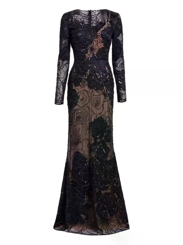 Elie Saab Bead-embellished Maxi Dress - Black
