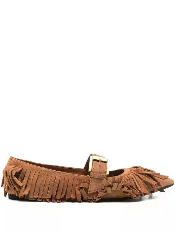 N°21 Fringed Buckle-fastening Ballet Flats - Brown