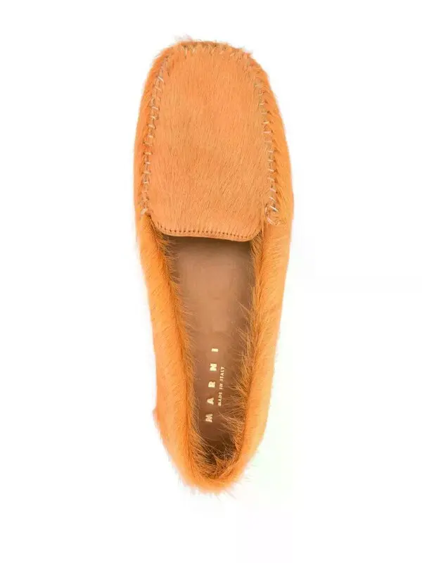 Marni Calf-hair Slip-on Loafers - Orange