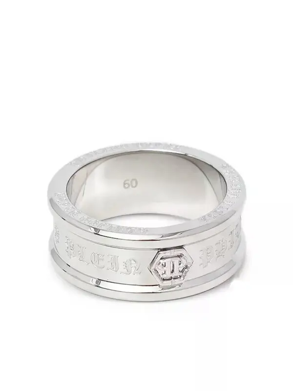 Philipp Plein Logo-engraved Stainless Steel Band Ring - Silver