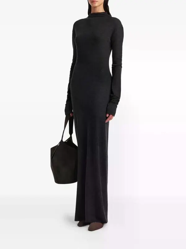 Khaite Long-sleeve Roll-neck Dress - Grey