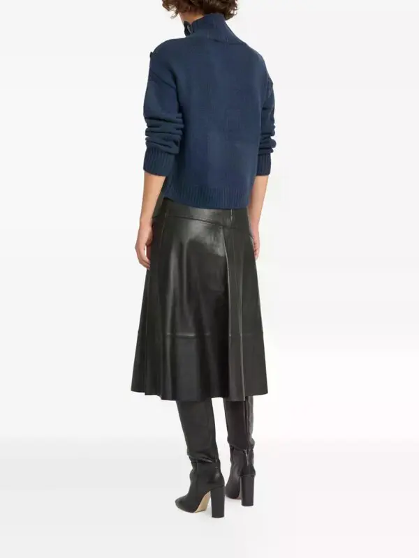 YVES SALOMON Flared Leather Midi Skirt