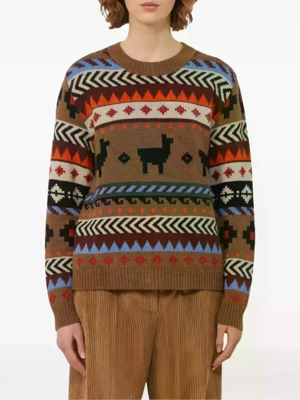 Max Mara Llama-pattern Crew-neck Sweater