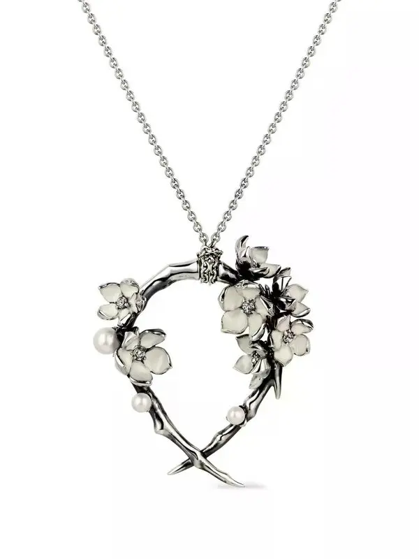 SHAUN LEANE Cherry Blossom Diamond And Pearl Necklace - Silver