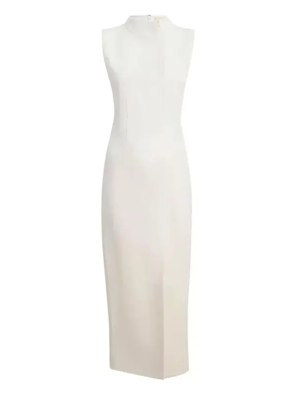 Khaite Lowen High-neck Slit Midi Dress - Neutrals