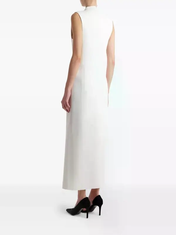 Khaite Lowen High-neck Slit Midi Dress - Neutrals