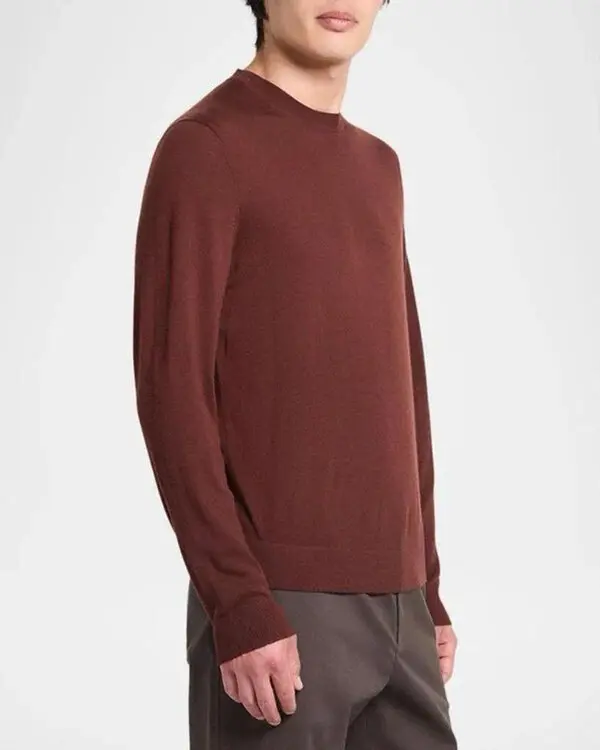 Theory Crewneck Sweater In Merino - Deep Aubrn