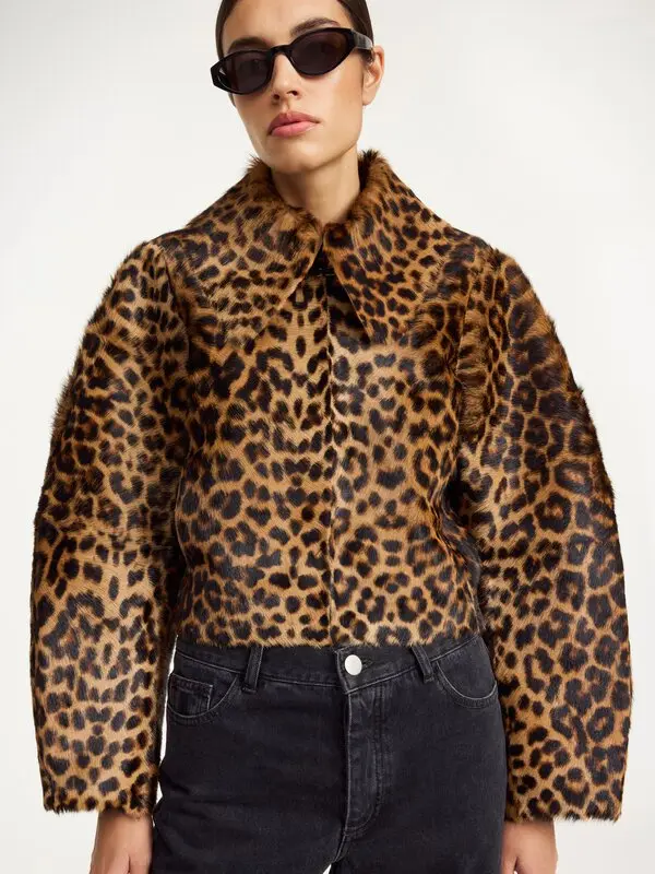 BY MALENE BIRGER Rowani Shearling Calf Jacket - Leopard